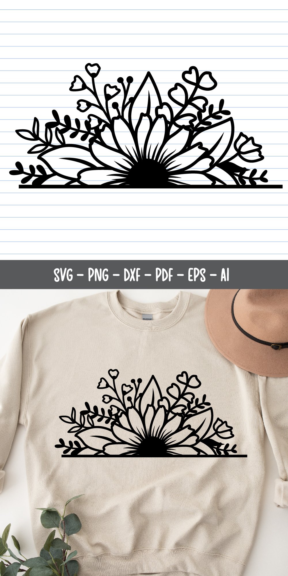 Daisy Svg, Daisy Split Monogram Svg, Flower Split Svg