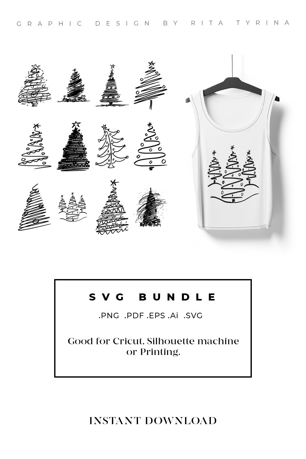 Minimalist Christmas Tree SVG bundle - Christmas Cut files