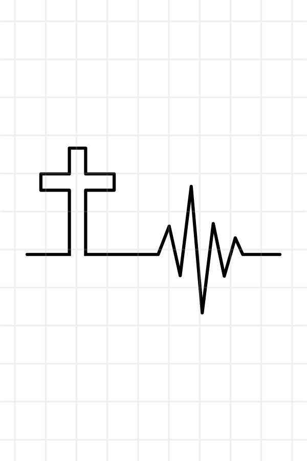 Cross Heartbeat SVG, PNG Cut File, Christian (860522)