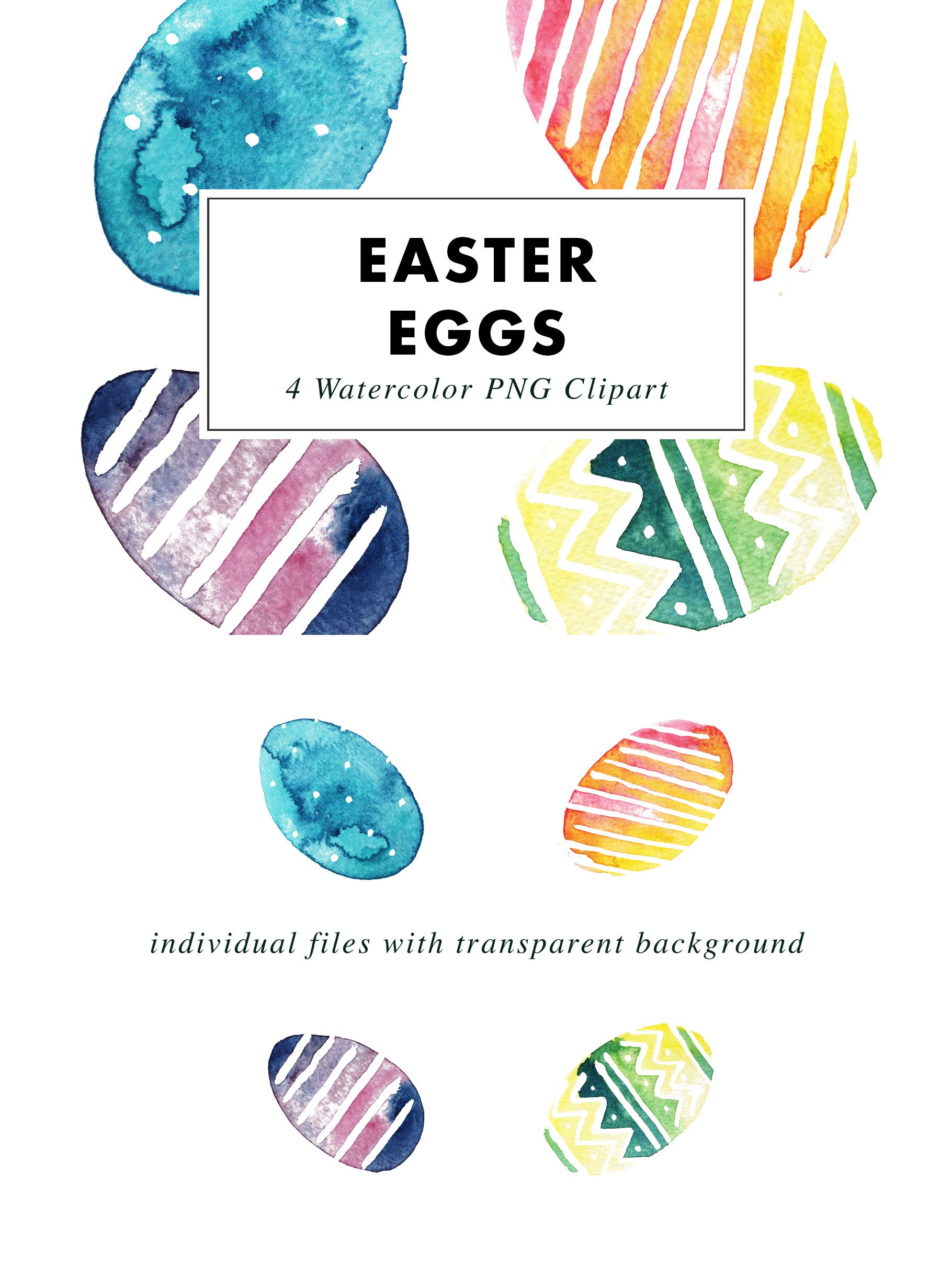 Watercolor easter eggs | Clipart PNG Illustrations