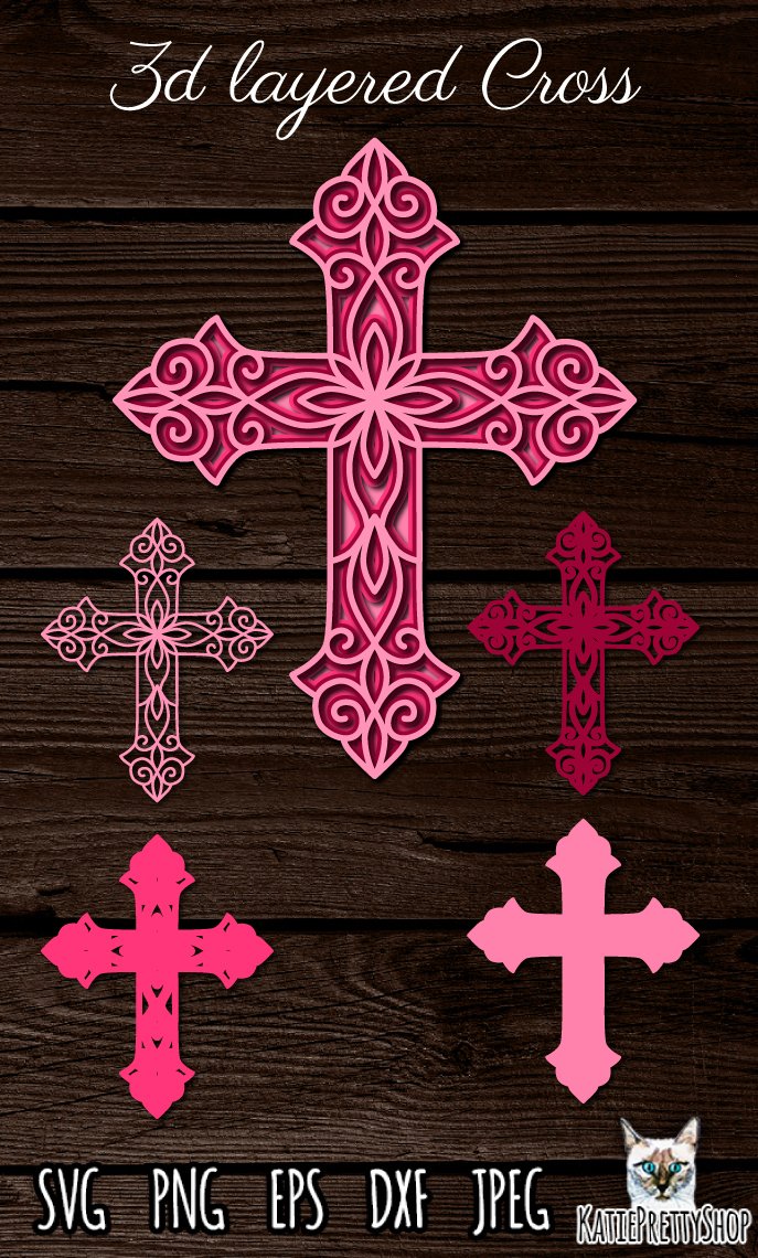 3d layered Cross svg, multilayered SVG, laser cut (1341069)