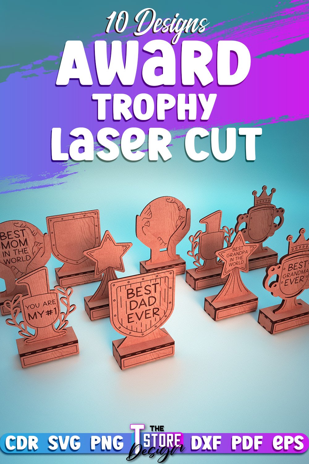 Award Trophy Laser Cut SVG Bundle|Family Award Trophy Design