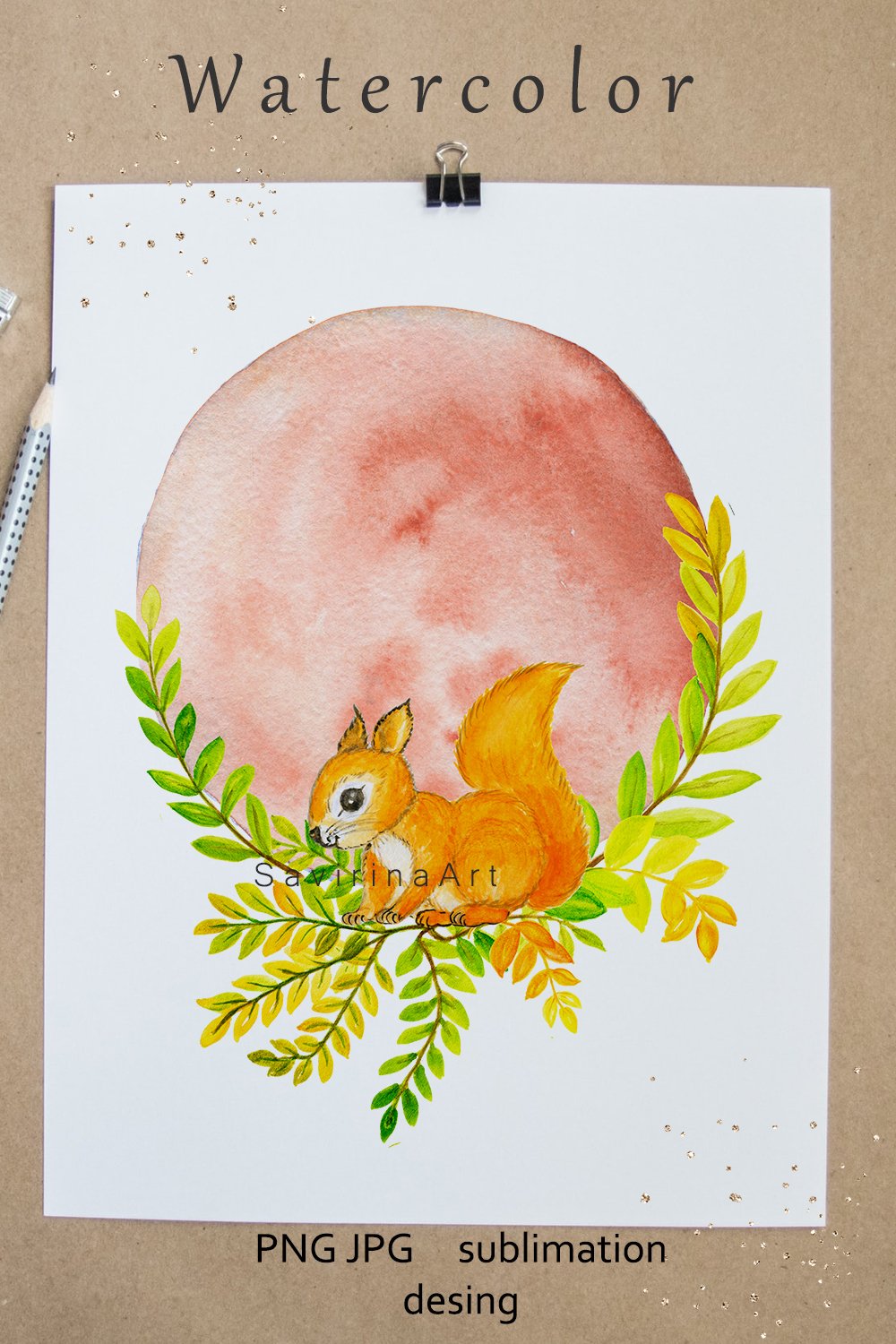 Watercolor sublimation Animals Gute Squirrel print (2095223)