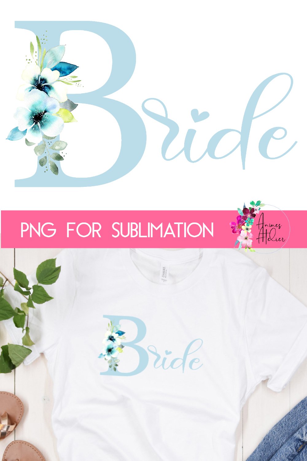 Bride Sublimation Design in Blue