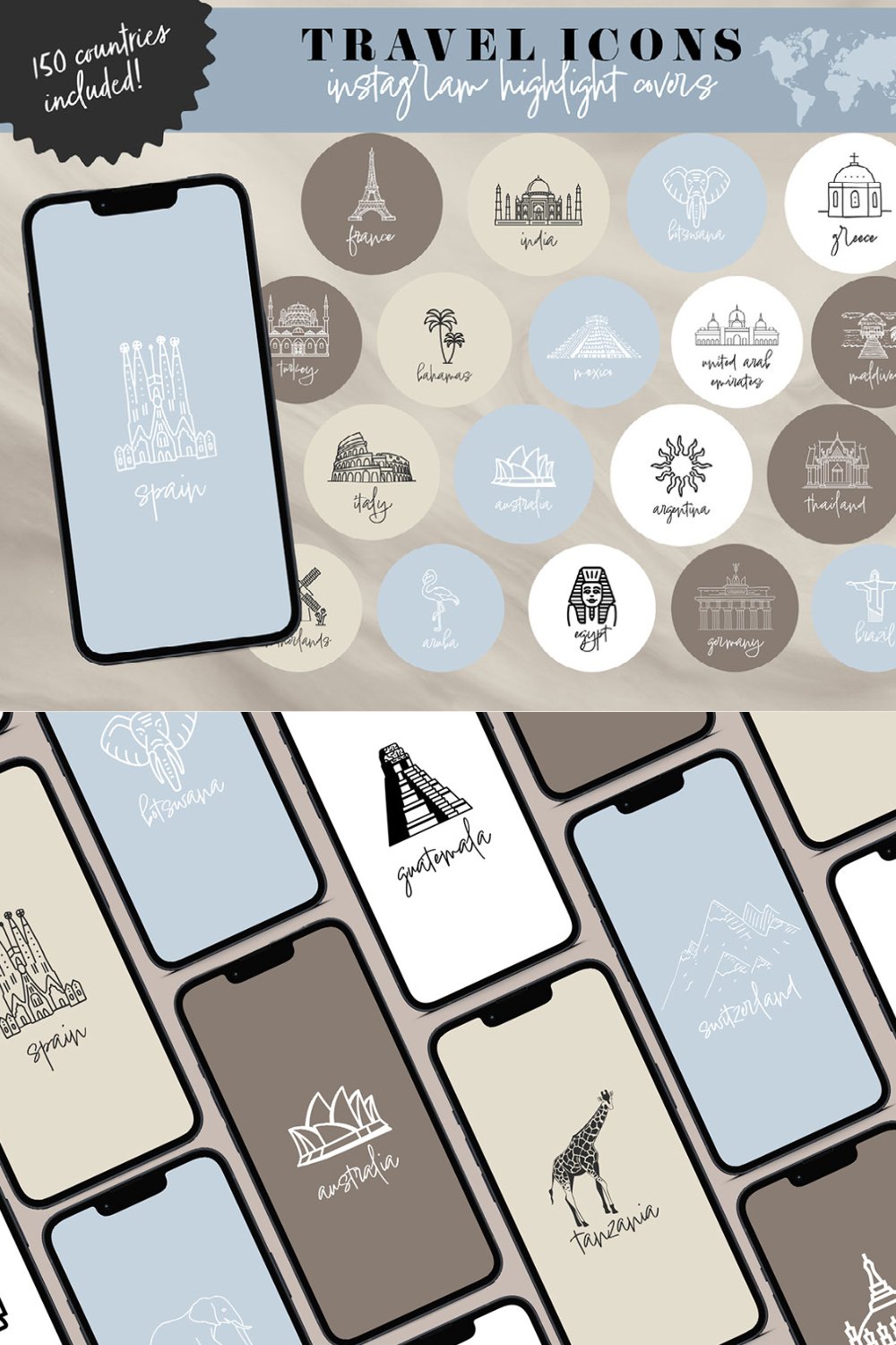 travel instagram highlight logos