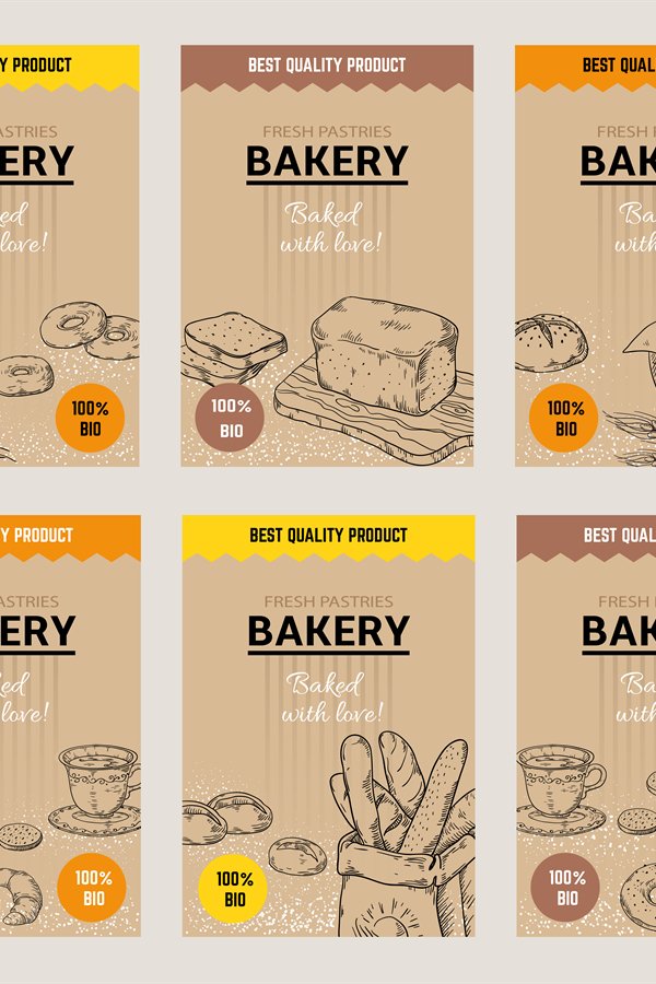 Bakery hand drawn posters. Vintage bread menu (1140876)