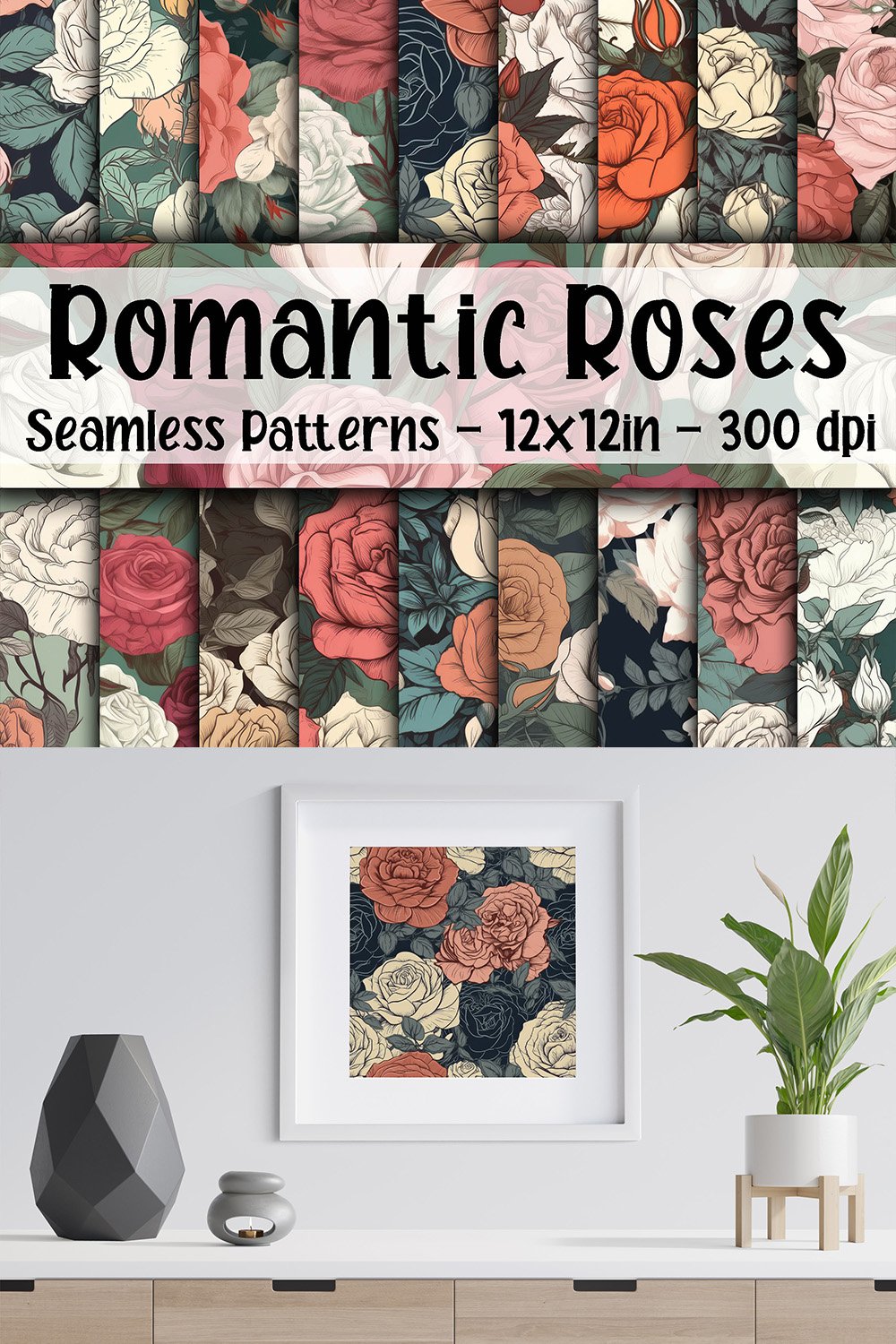 Seamless Romantic Roses Digital Paper