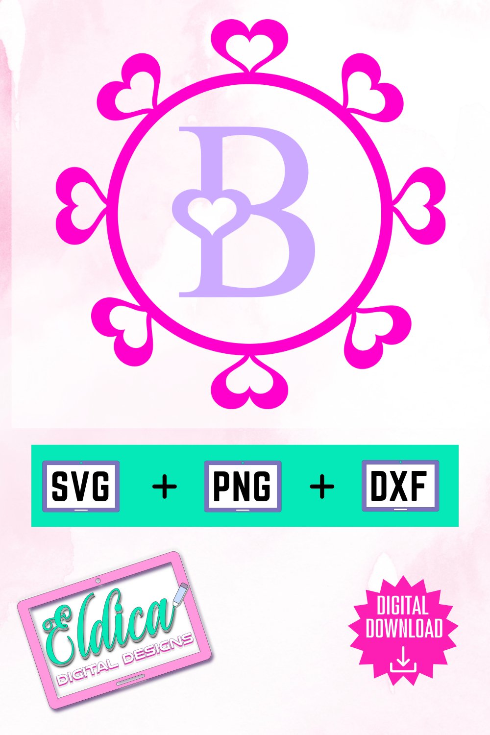 Initial svg, Heart monogram Svg