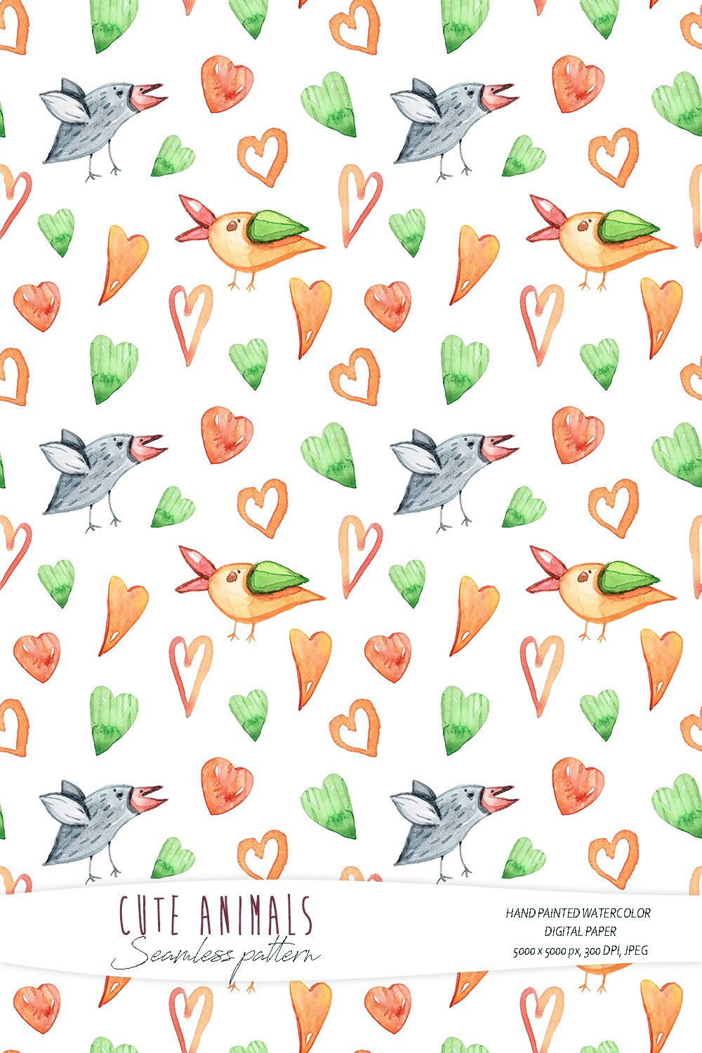 Cute birds seamless patterns- Digital paper- JPEG