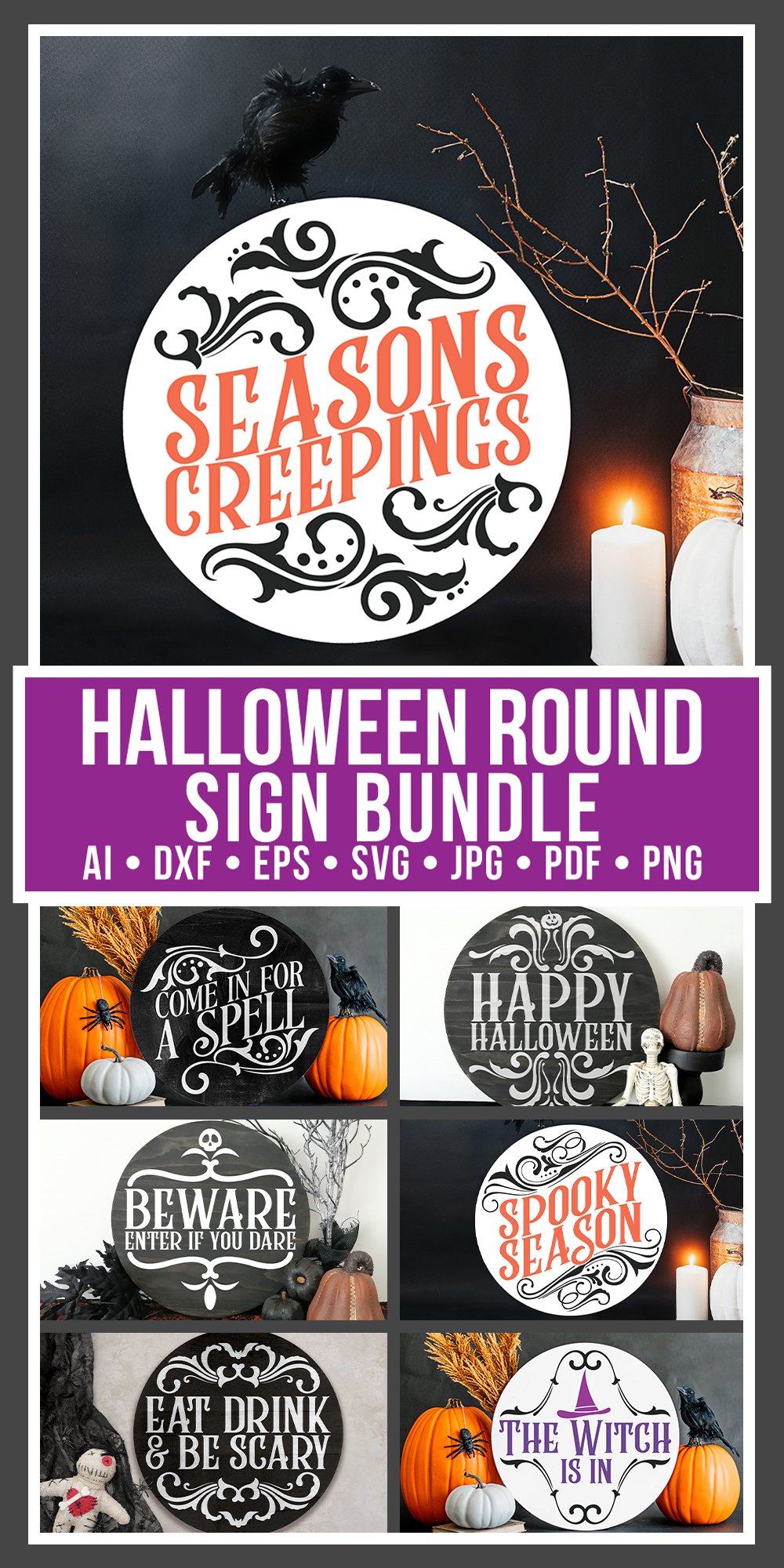 Halloween Round Sign Bundle