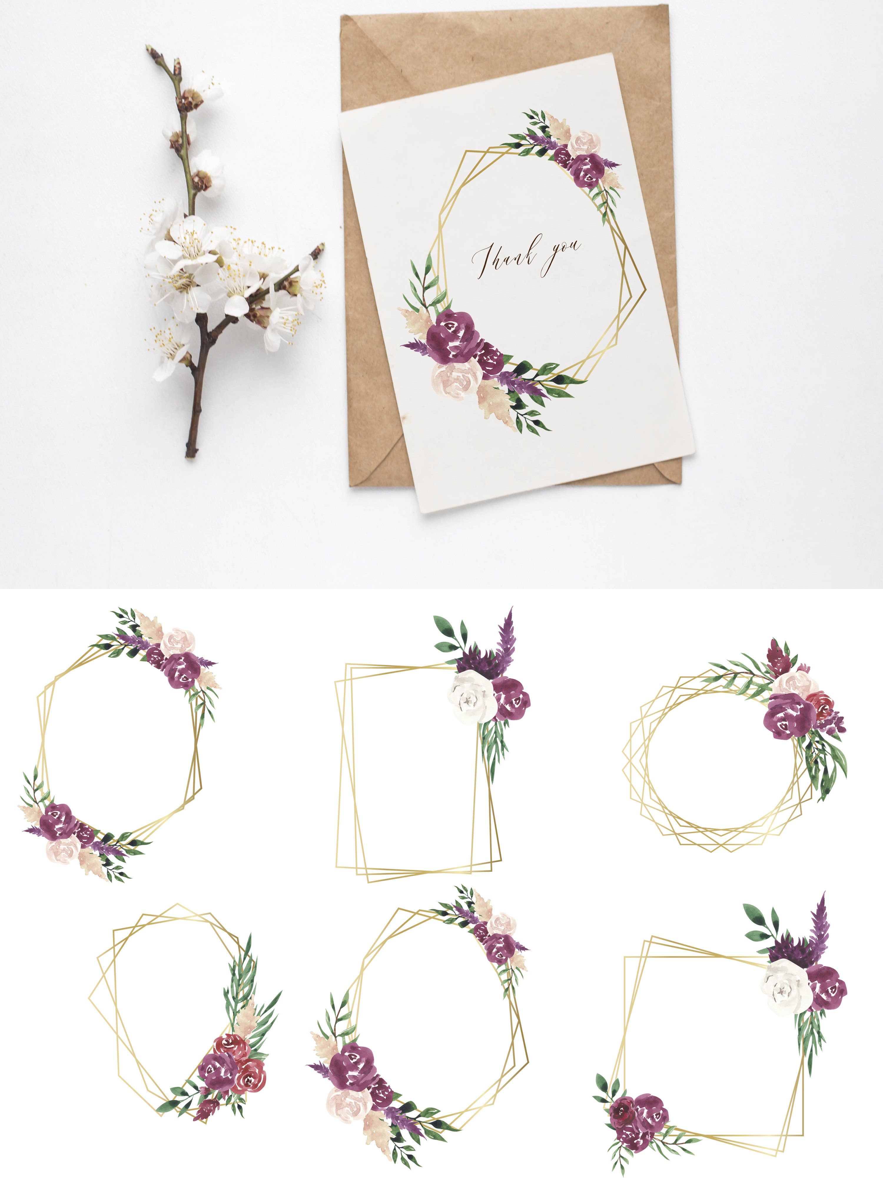 Burgundy and gold frame PNG, burgundy wedding invitation