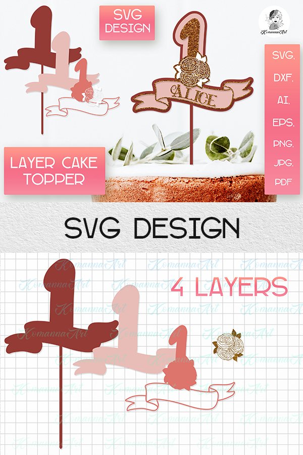 3d Layered Cake toppers SVG, 1 year SVG, 1st (1340740)