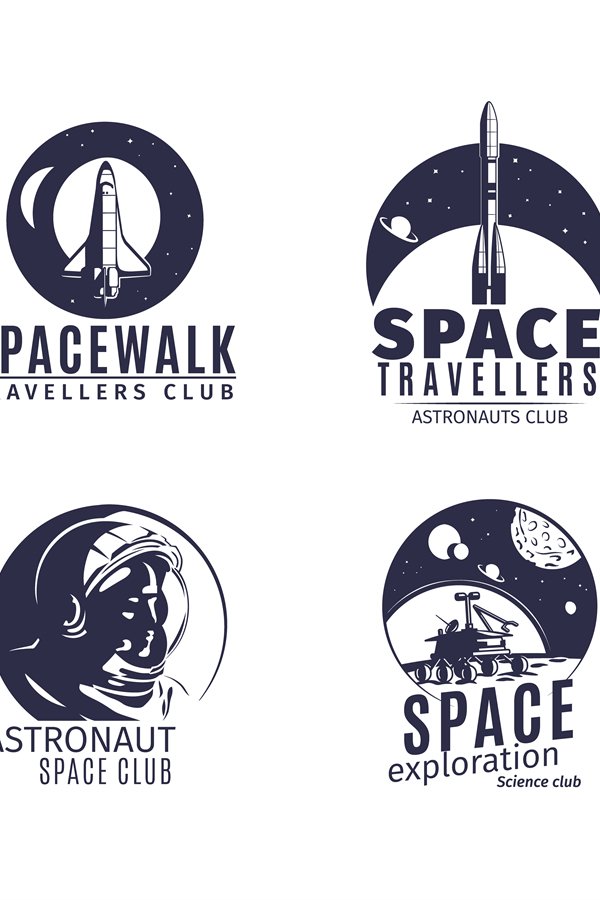Space logo set in retro style