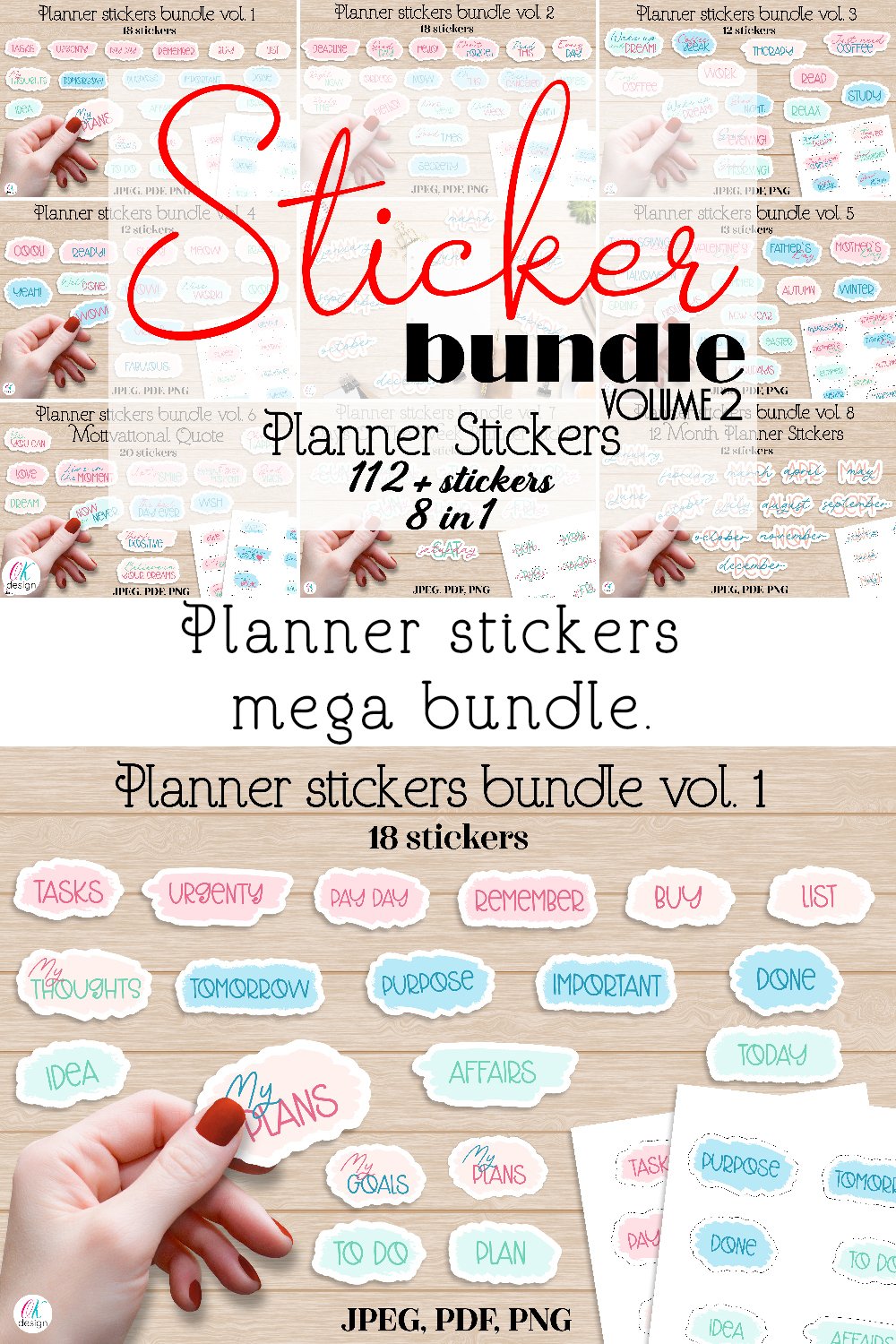 Sticker mega bundle vol. 2. Planner stickers bundle.