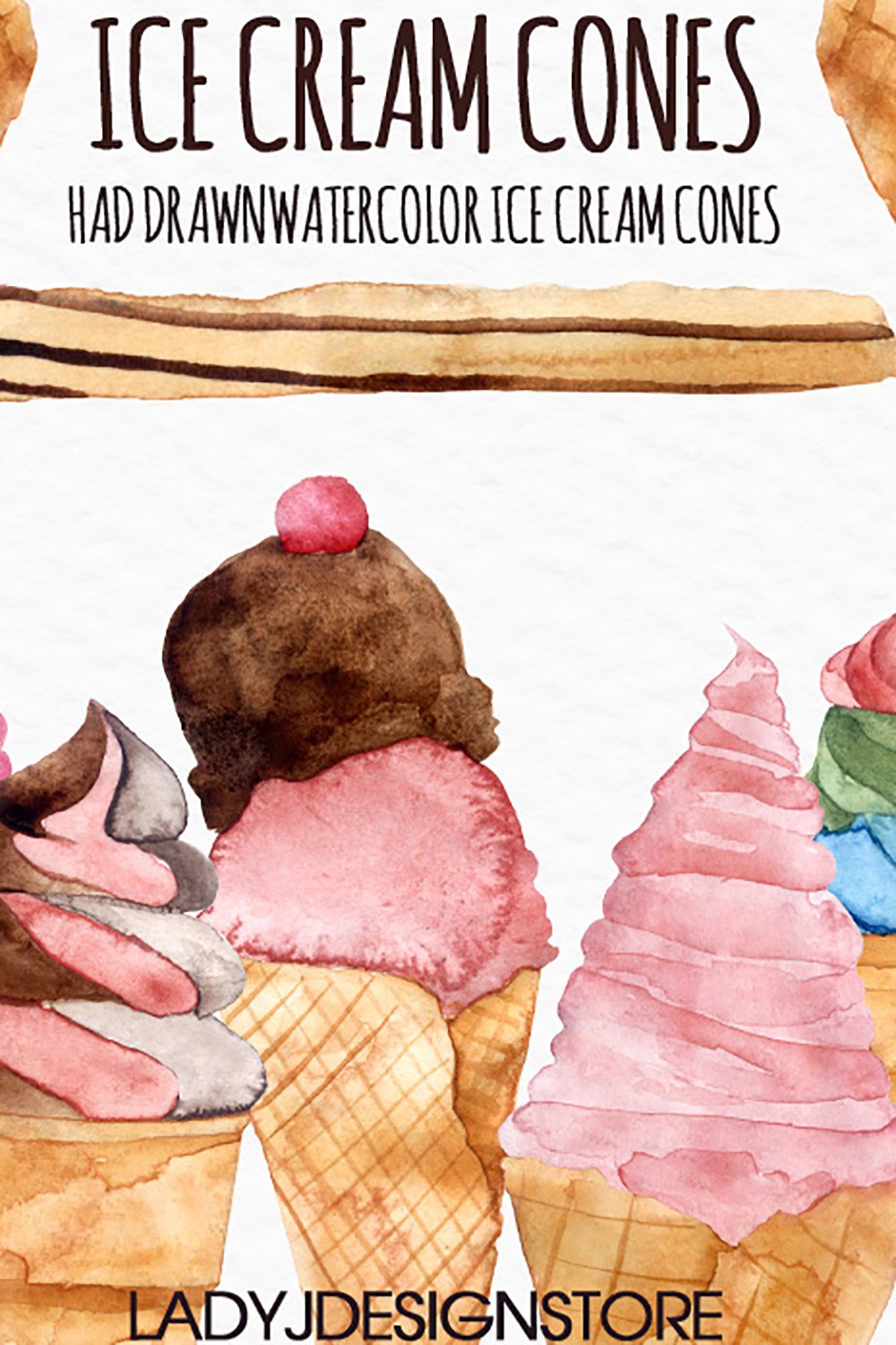 Ice Cream Watercolor Painting