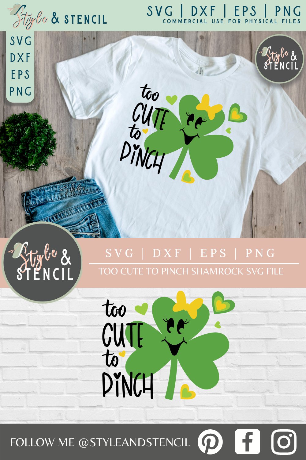 Too Cute To Pinch SVG - Kids St Patricks Day Shirt
