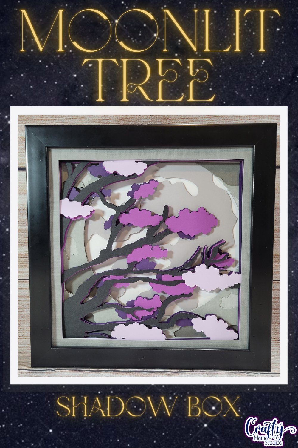 Moon Svg Shadow Box, 3D Layered Moonlit Tree Shadowbox File