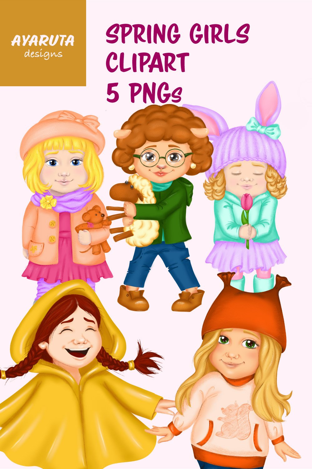 Spring Girls Clipart Bundle, Cute Fashion Girls, Besties PNG