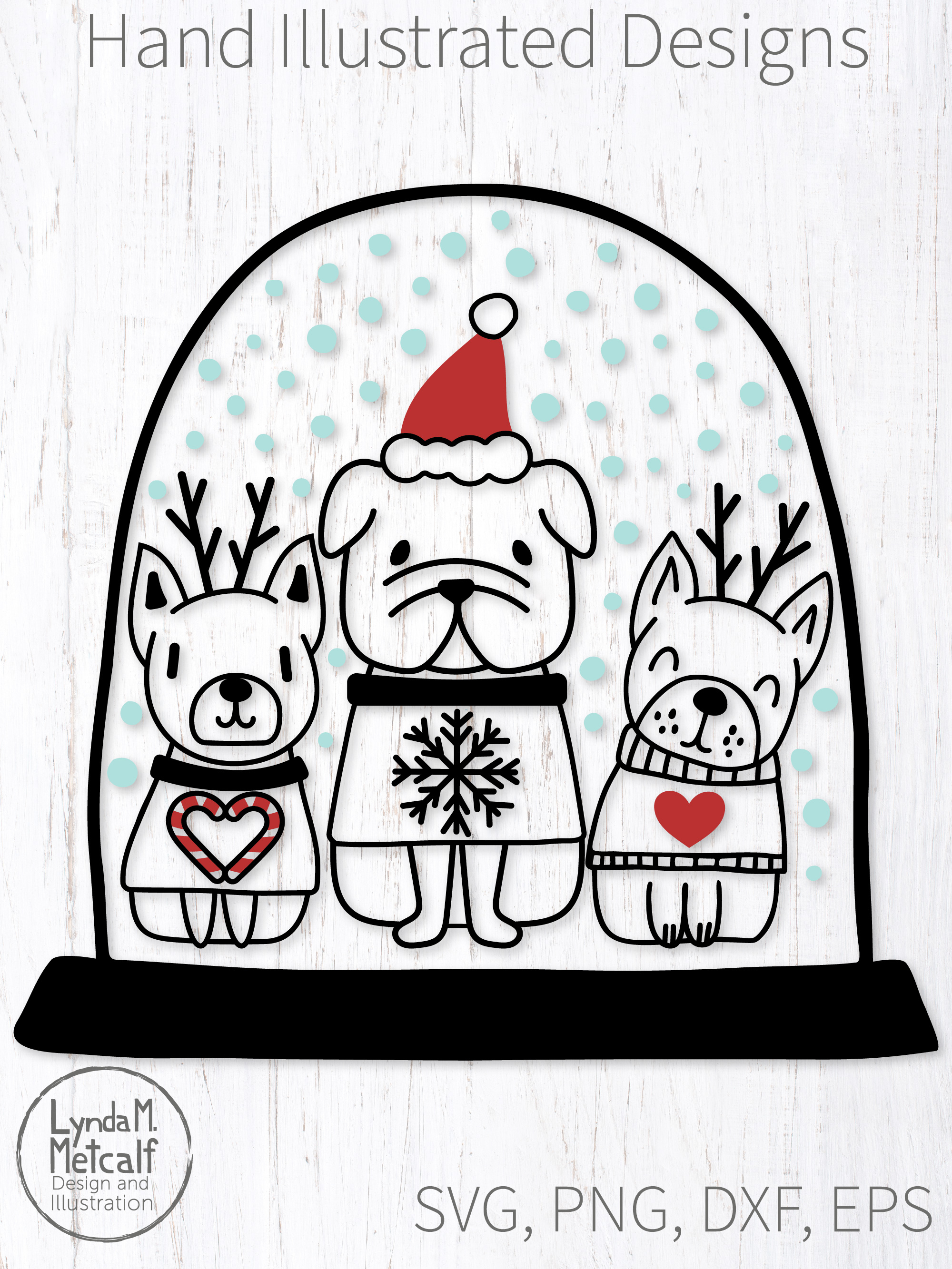Christmas Bulldogs in Snow Globe Svg, Png