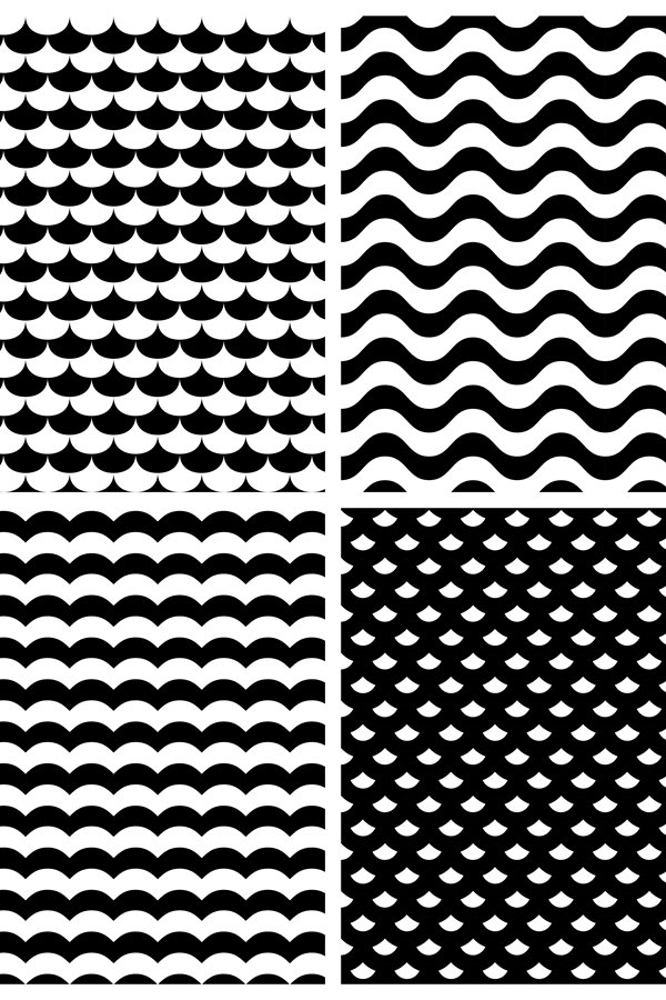 Waves patterns set in black and white