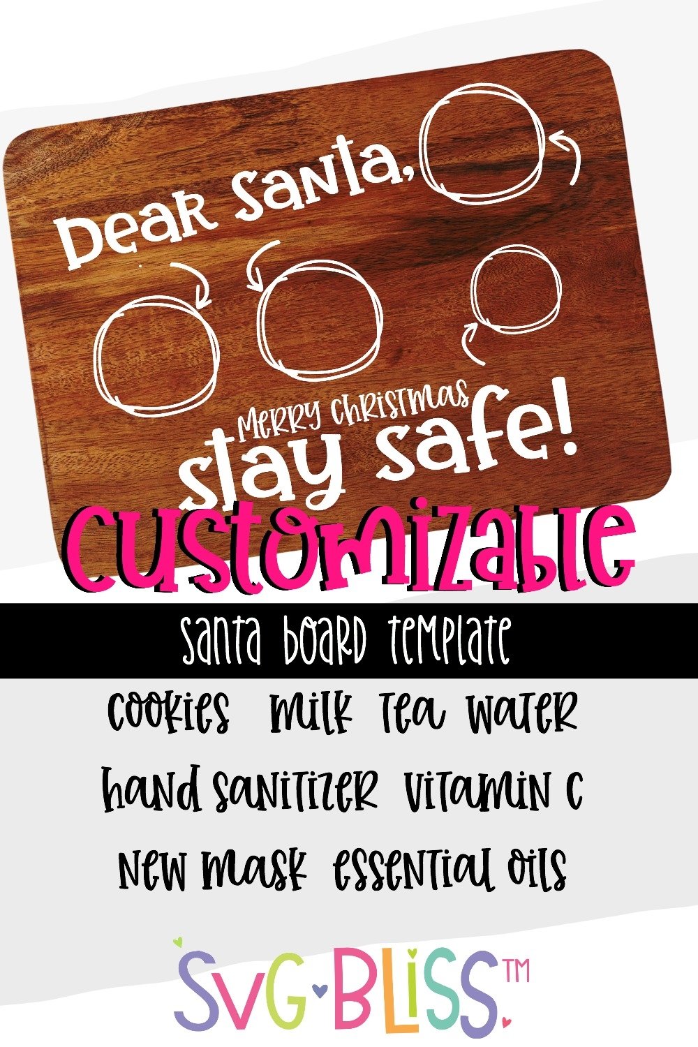 Customizable Christmas Santa Board Template SVG