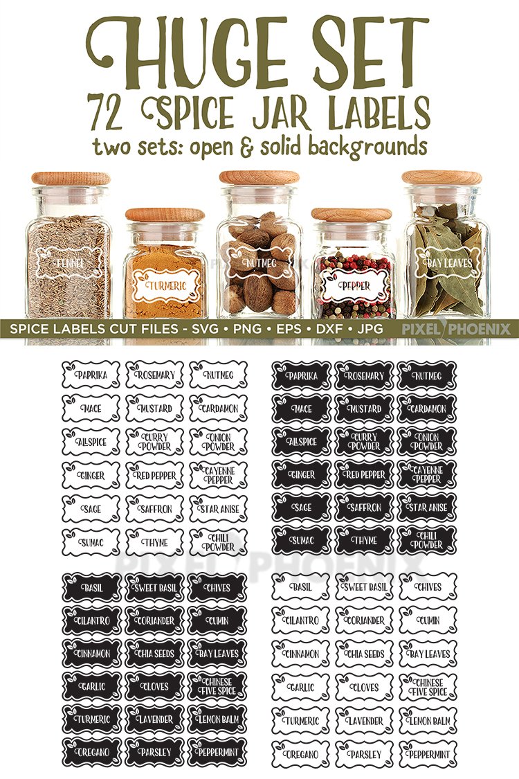 Spice Jar Labels SVG, Pantry Labels, Spice Label Bundle