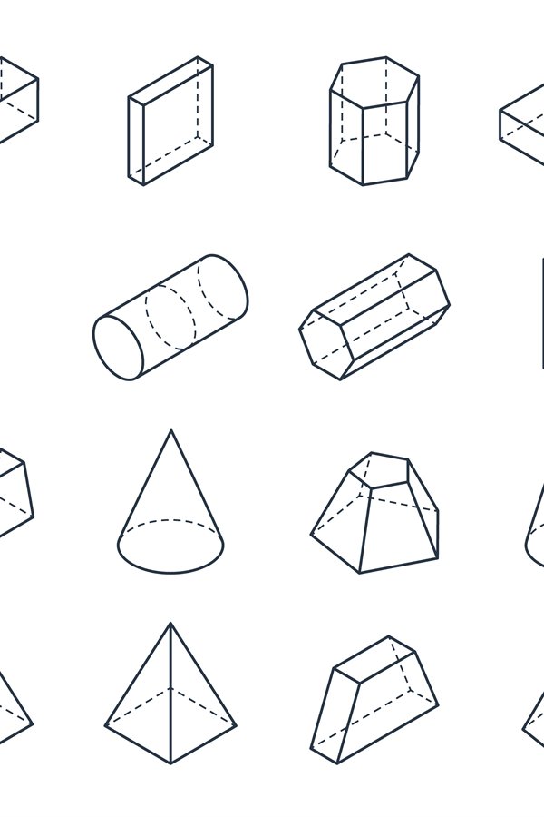 3D geometric shapes. Isometric linear forms, cube (972182)