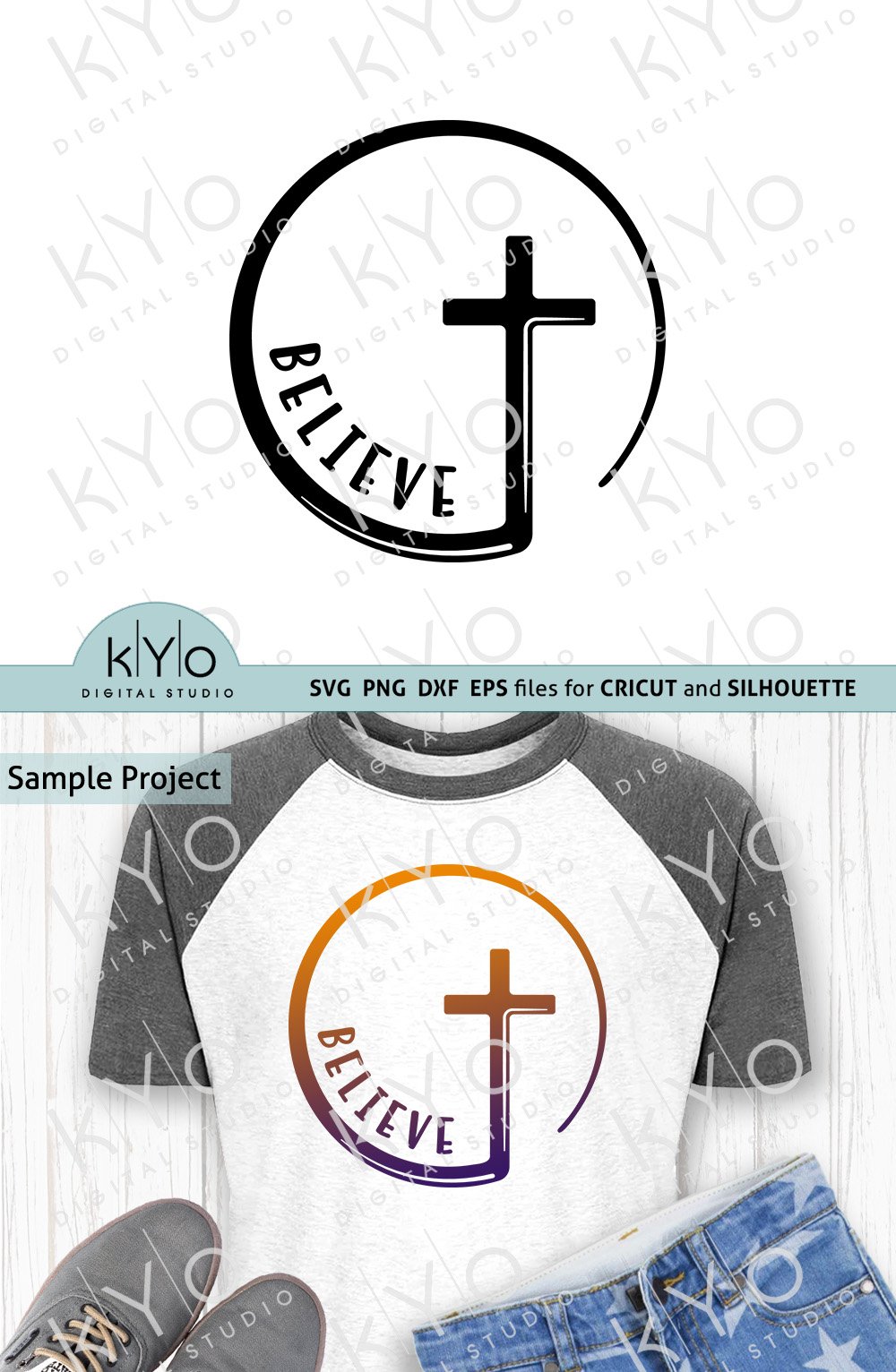 Believe Circle Cross Easter Svg Dxf Png Eps cut (67036)