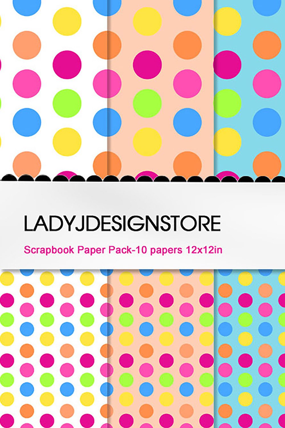 Digital Scrapbook Paper Pack - Rainbow Polka Dot