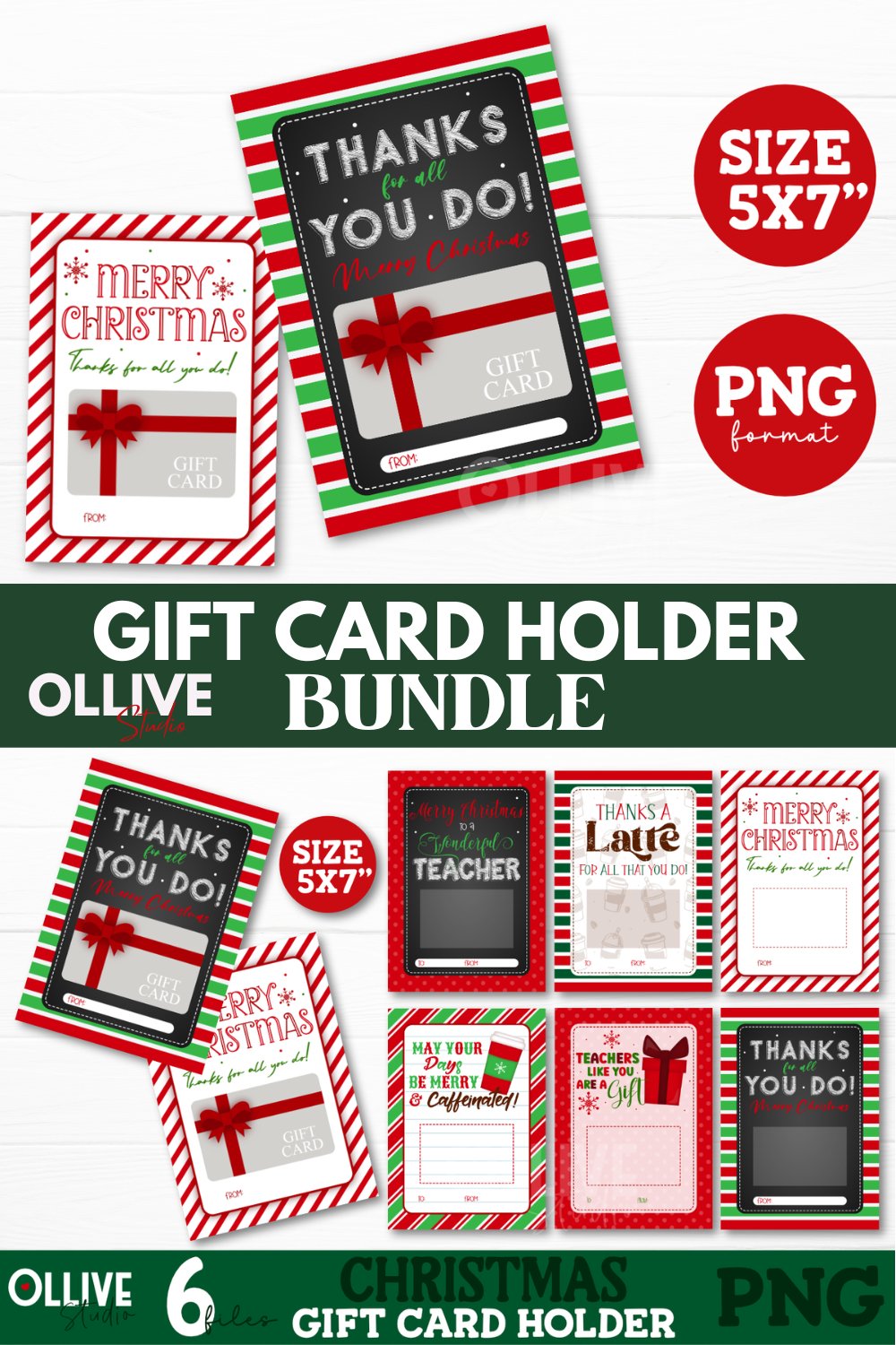 Christmas Teacher Gift Card Holder PNG Bundle