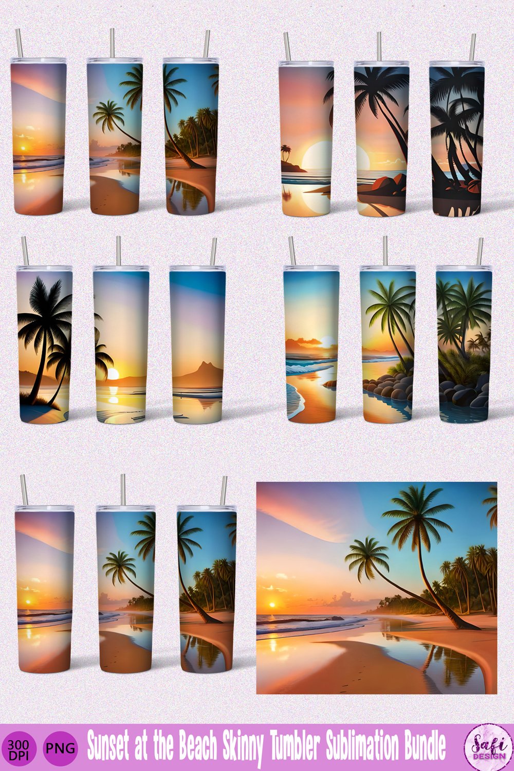 Sunset at the Beach Skinny Tumbler Sublimation Bundle