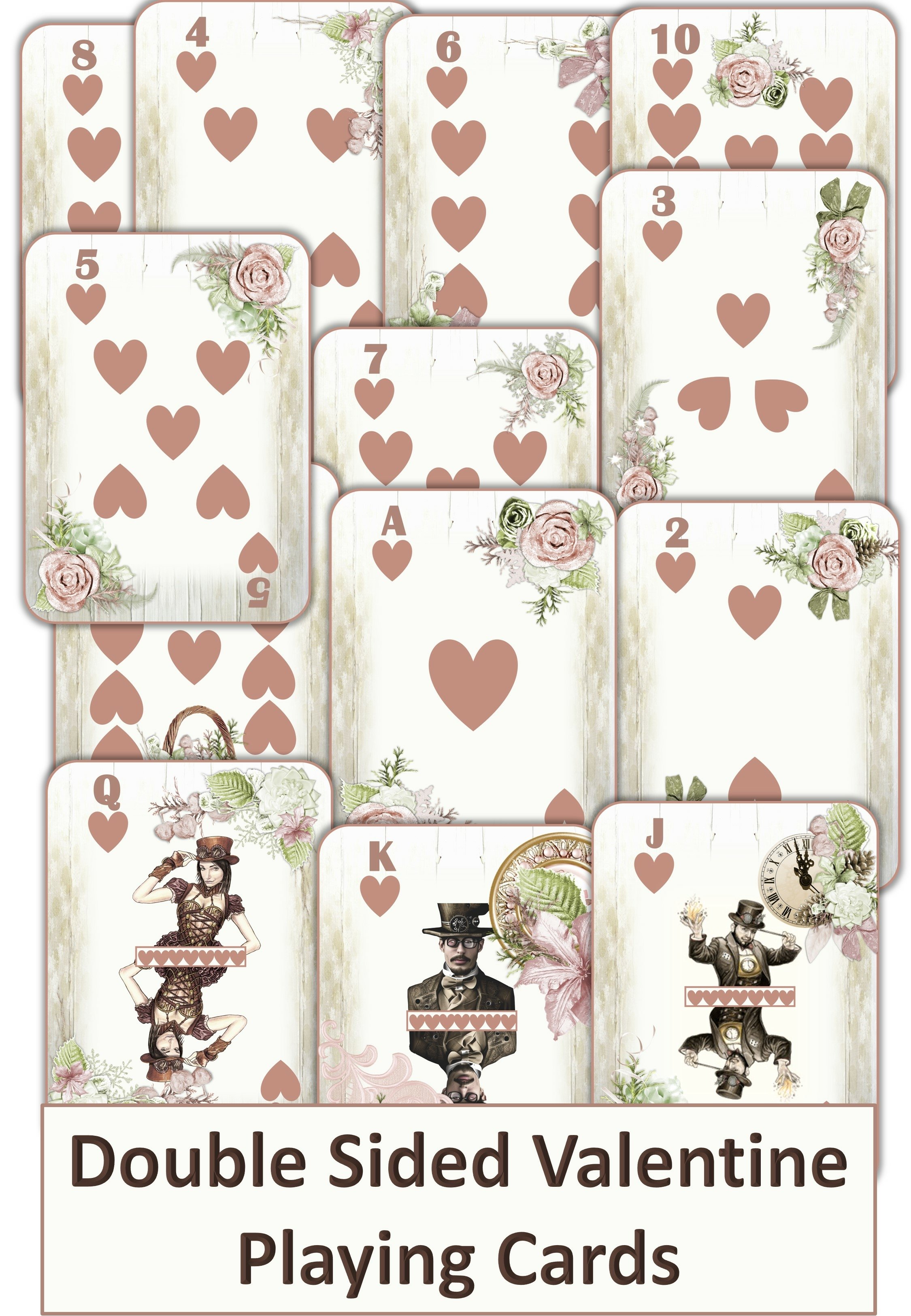 Printable Valentine Playing Cards Banner. Double Sided.