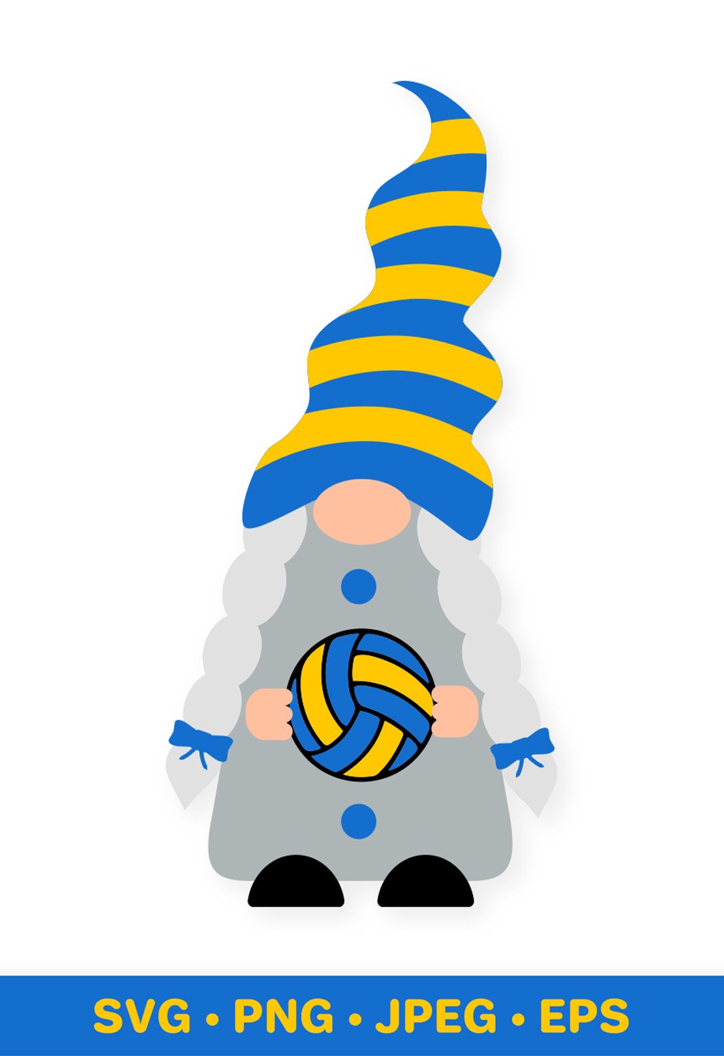 Girl gnome holding volleyball. Sport gnomes SVG