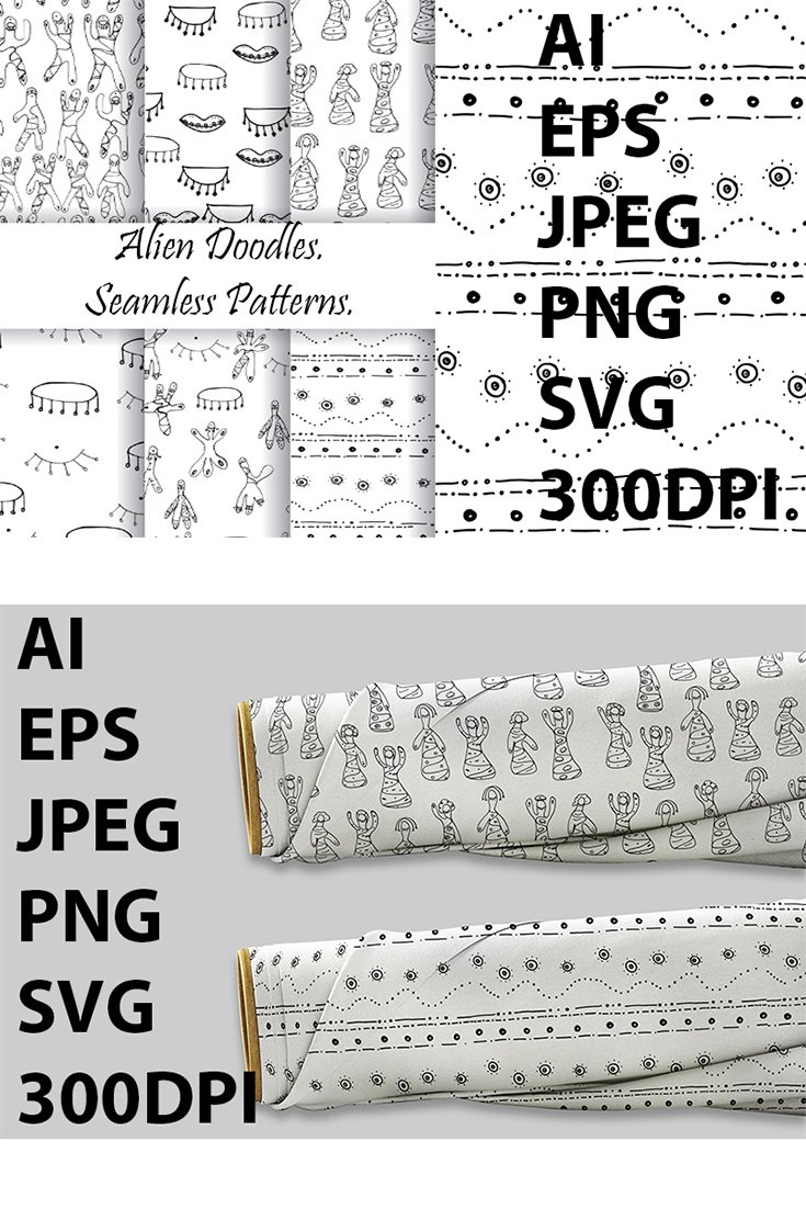 Aliens pattern doodle. Seamless Patterns.