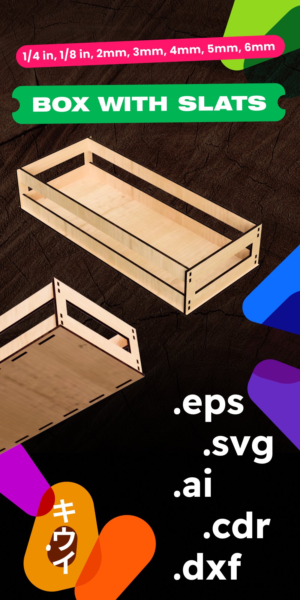 Wood Slat Box svg Laser Cut Box Storage Box Storage Rack dxf