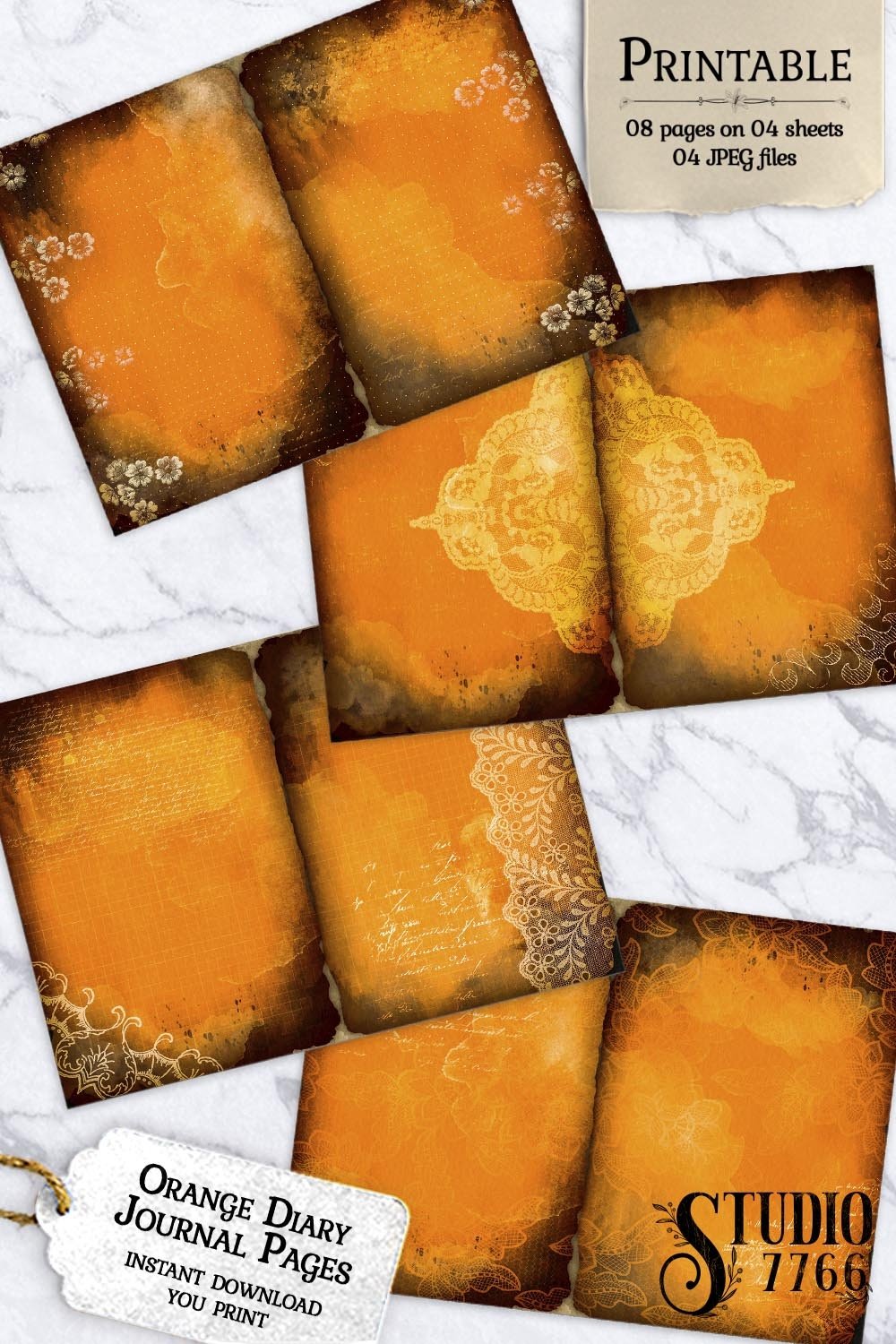 Orange Diary Junk Journal Pages