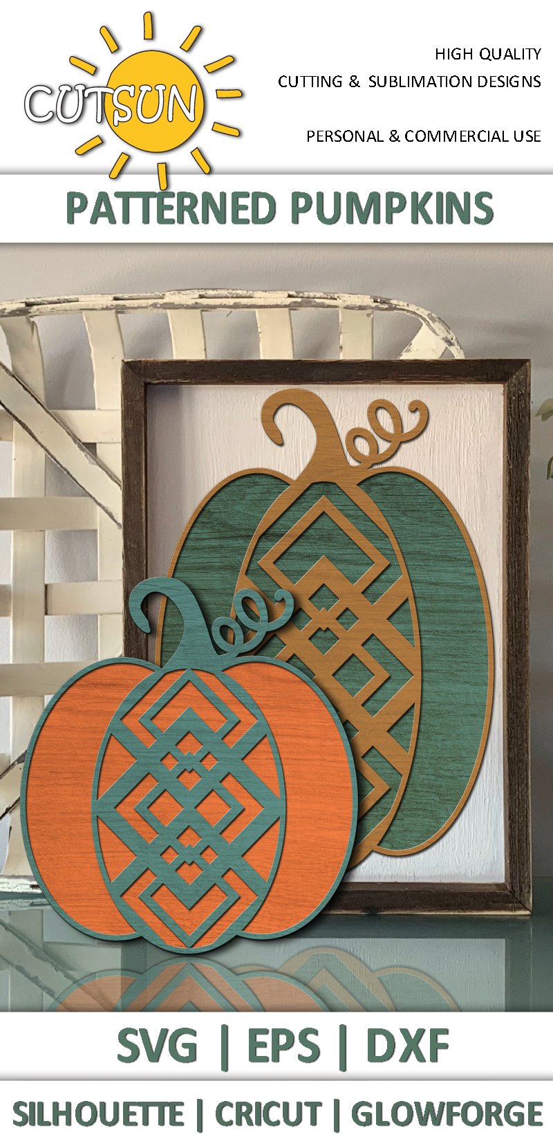 Fall decor SVG | Patterned pumpkin SVG