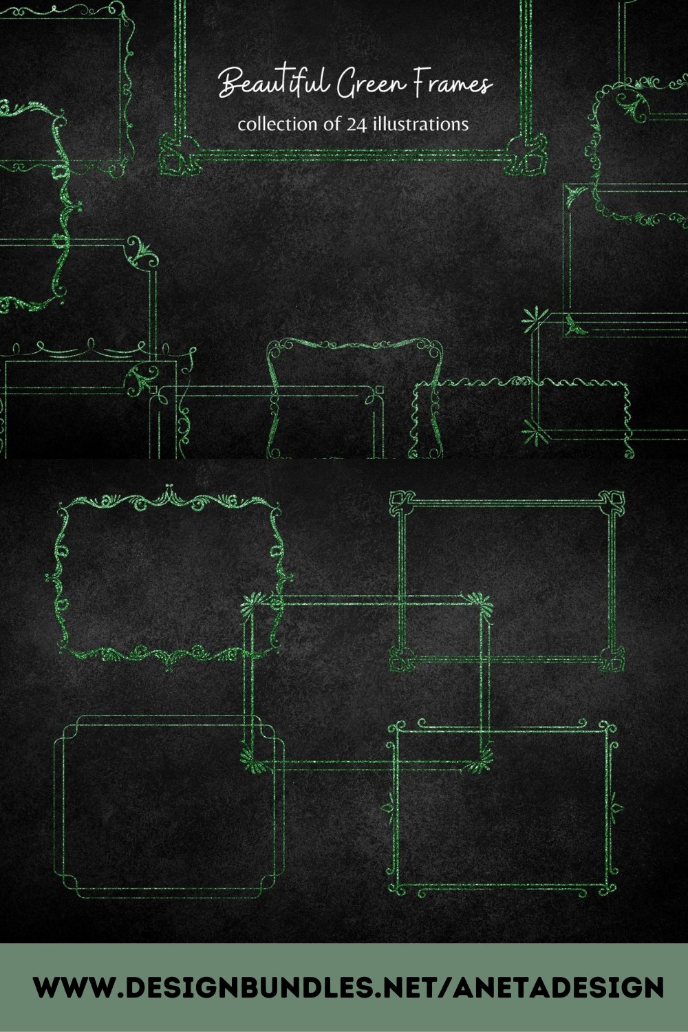 Green Glitter Frames Collection (2492038)
