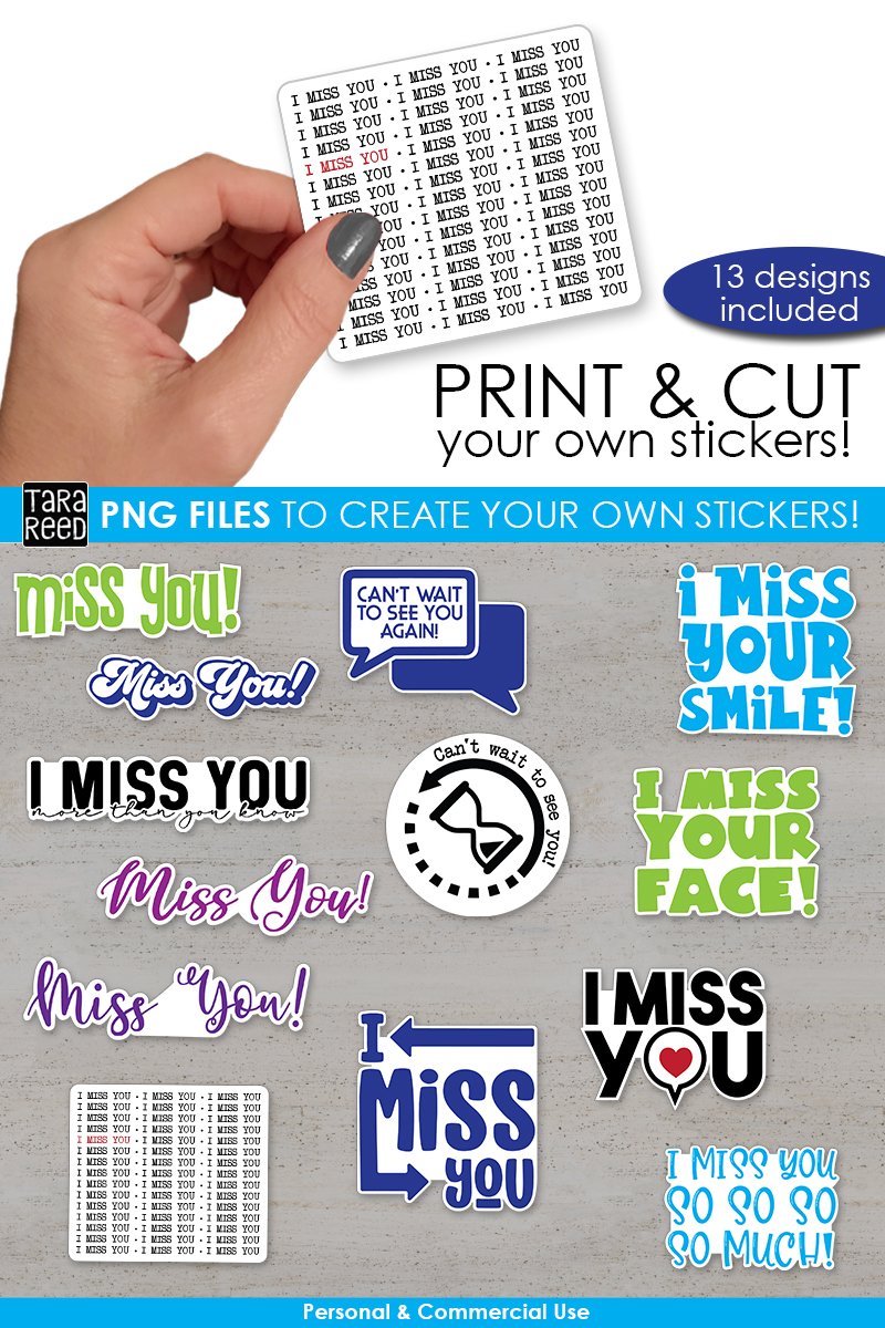 Miss You Print and Cut Stickers