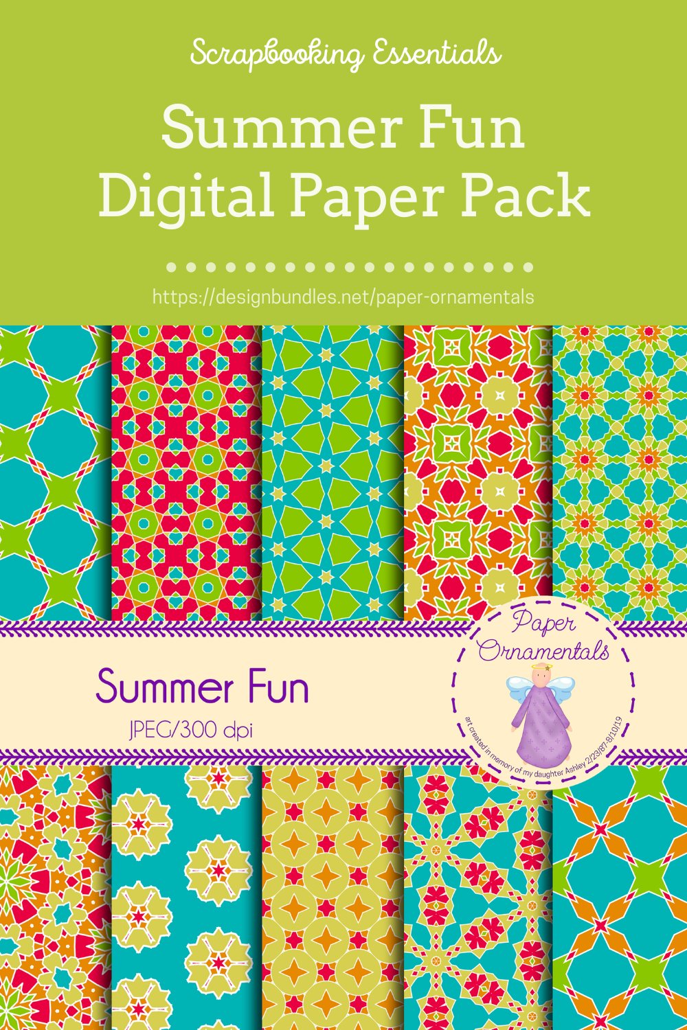 Summer Fun Digital Paper For Crafts