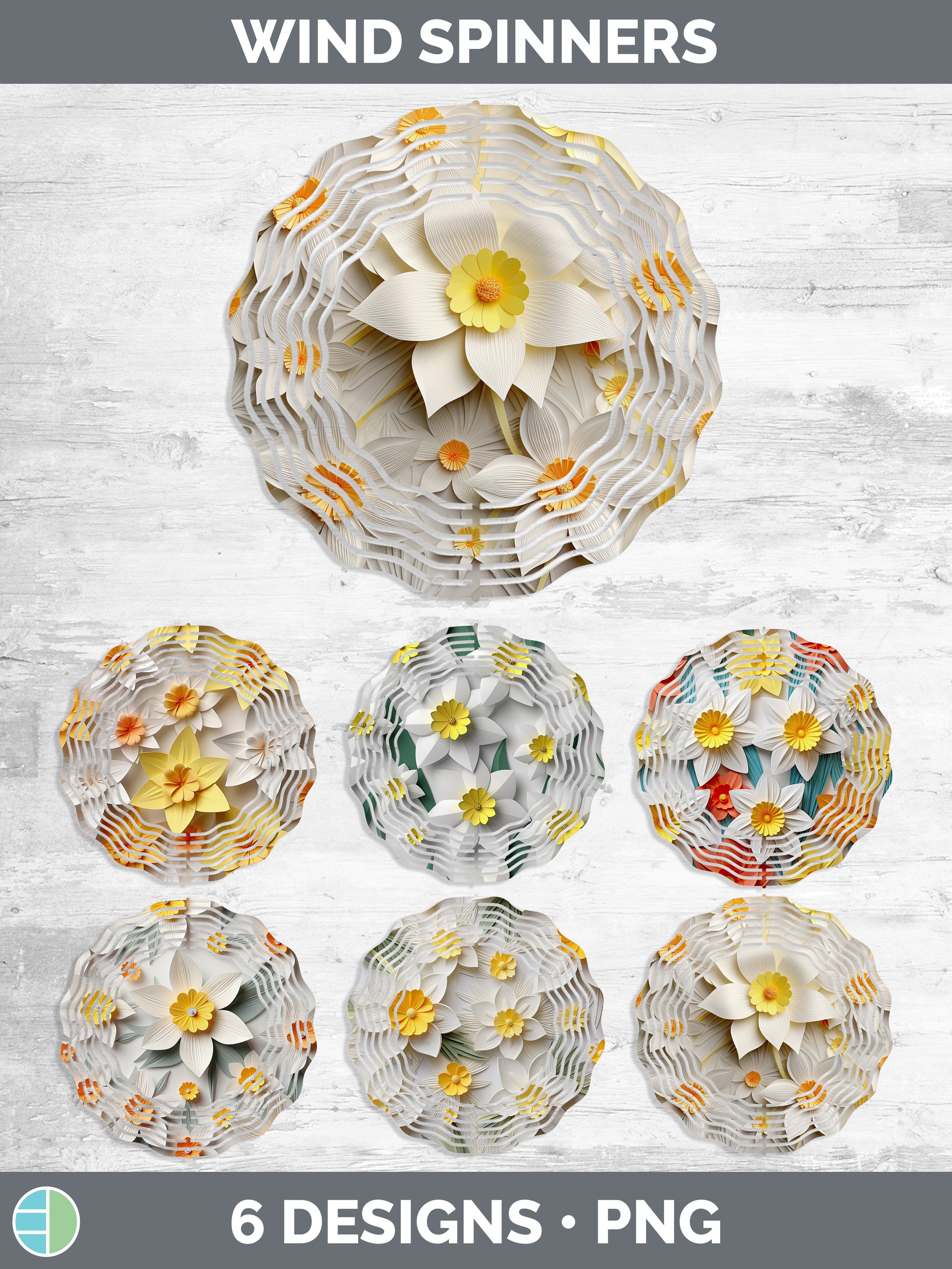 3D Paper Daffodil Flowers Wind Spinner | Sublimation Spinner