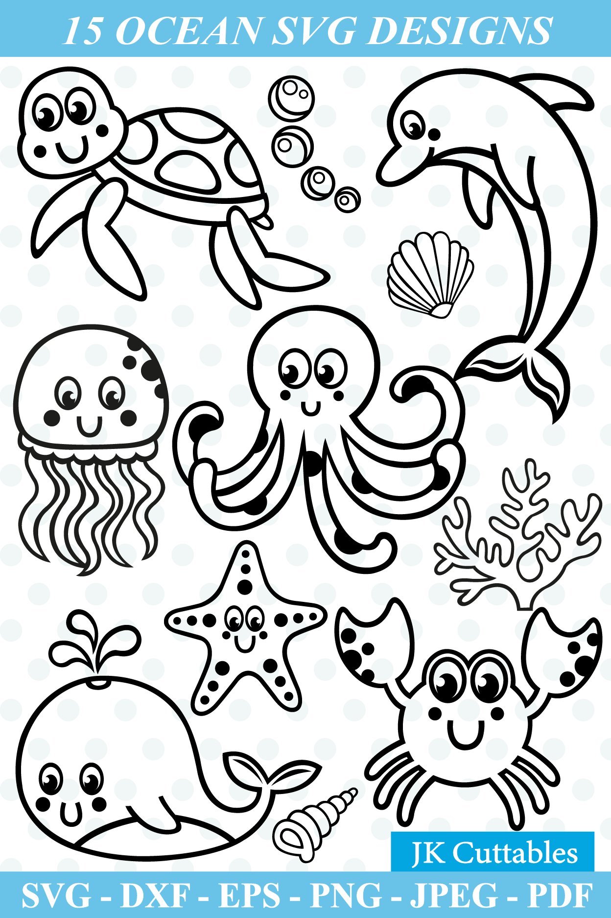 Under the sea animals SVG | Ocean animals | Turtle svg