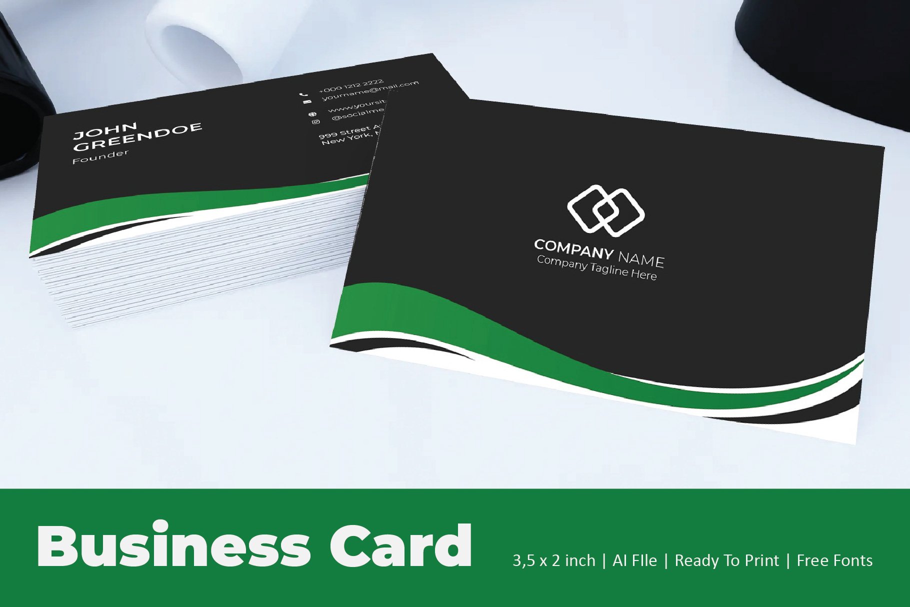 Green Flow Business Card Template