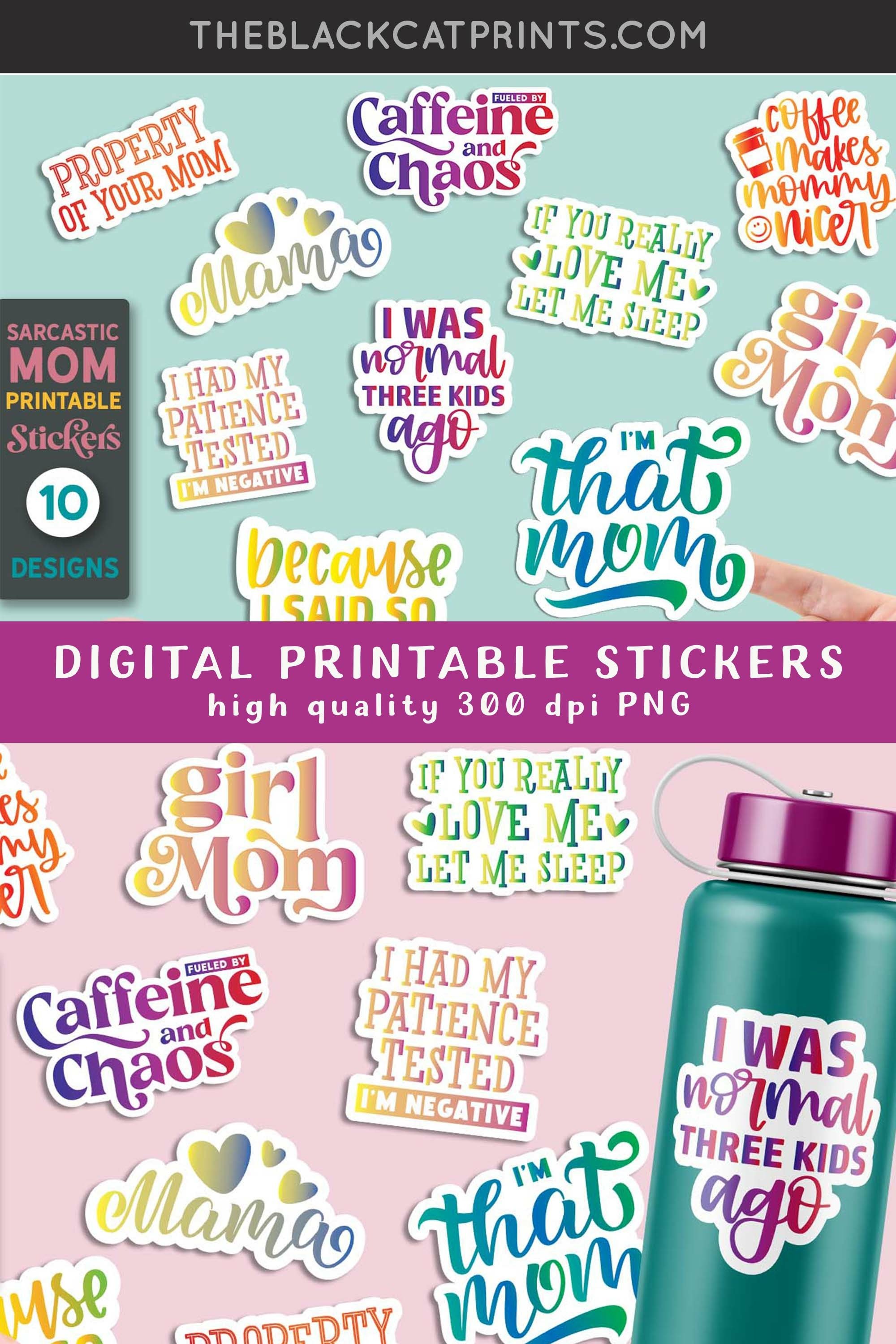 Funny Sarcastic Mom Stickers | Mama Stickers Water Bottle