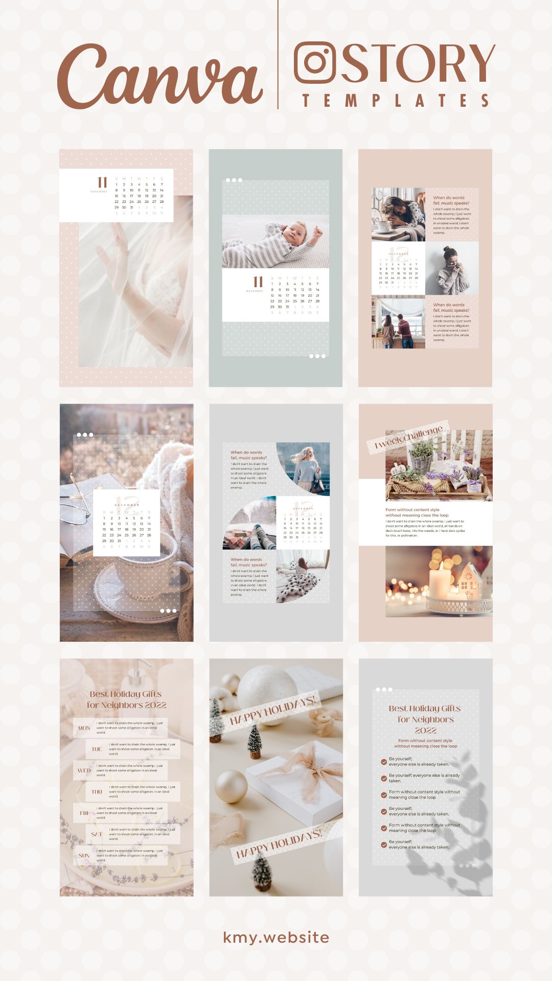 100 Instagram Template Canva Stories Dot Social Media Pack
