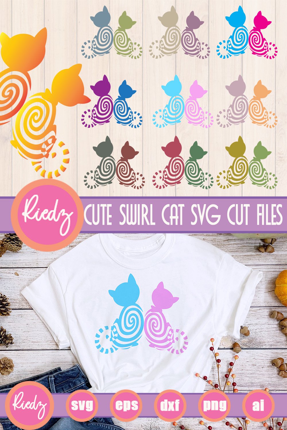 Cute Cat Svg Cut Files, Cat Png for Sublimation