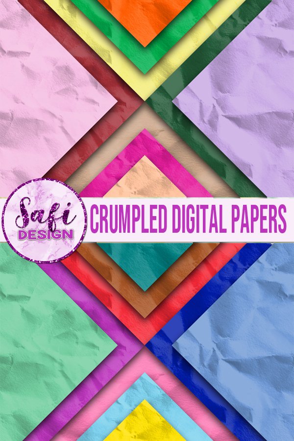 Crumpled Digital Paper Backgrounds |Crumpled Scrapbook Paper