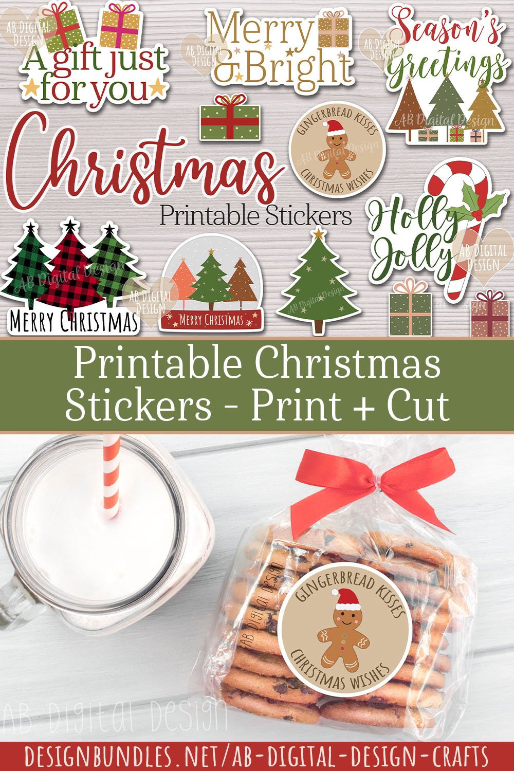 Printable Christmas Sticker Bundle for Print and Cut