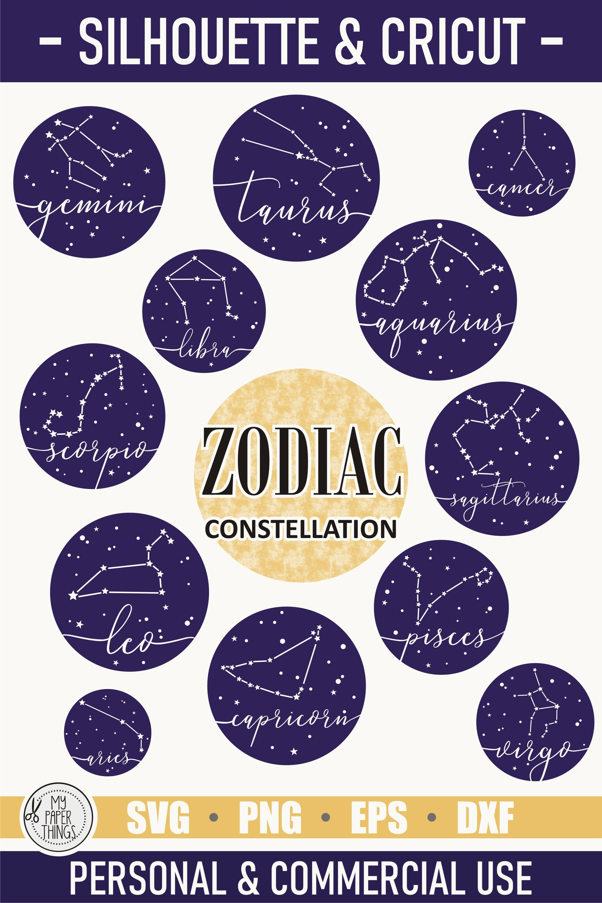 Zodiac constellation svg bundle, Birthday svg, (530701)