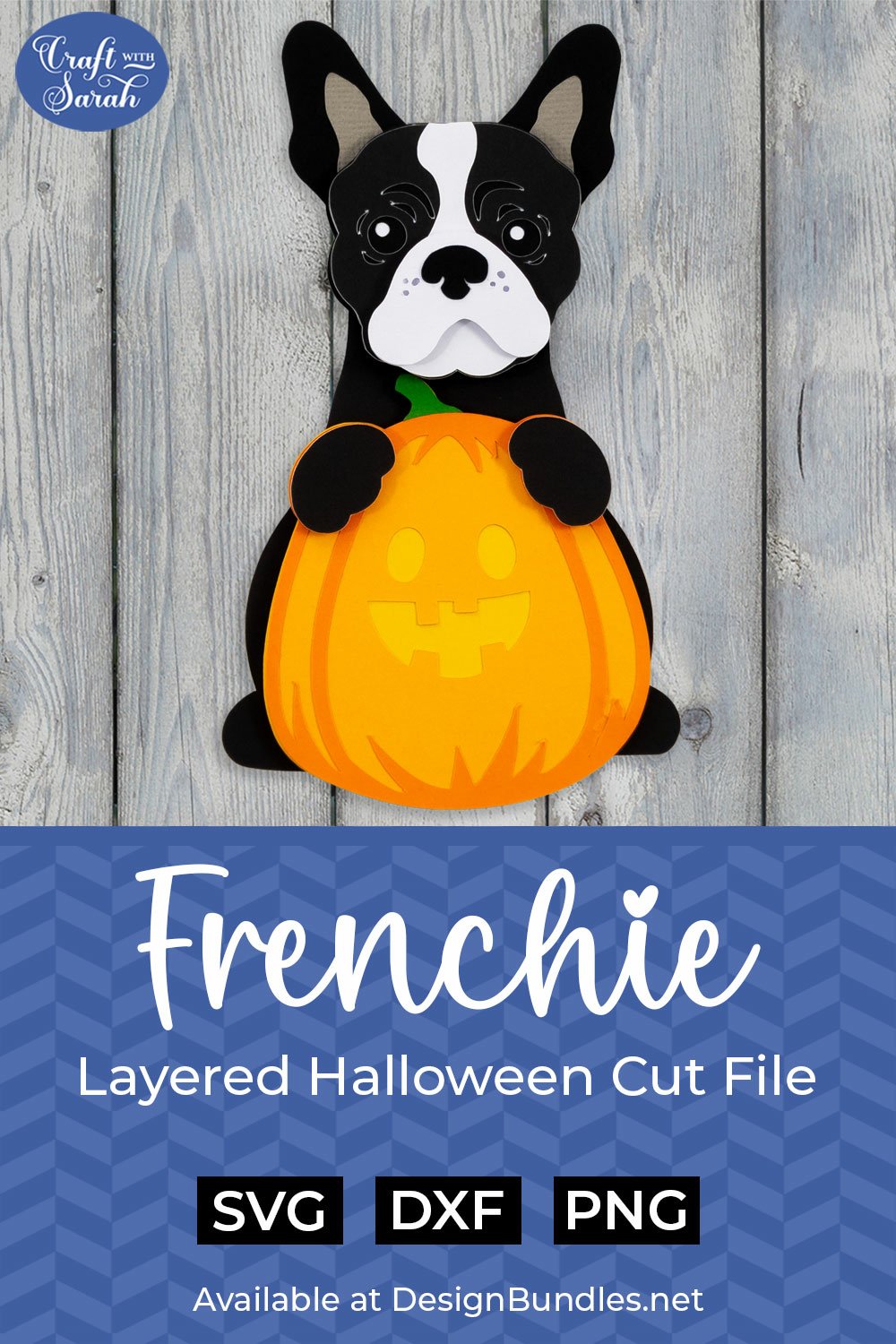 Halloween French Bulldog SVG | Layered Frenchie with Pumpkin